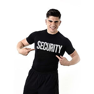 fresh tees Security T-Shirt 2 Sided Front Back Print | Event Safety Guard Staff | Graphic Tee for Men (Small,Black)