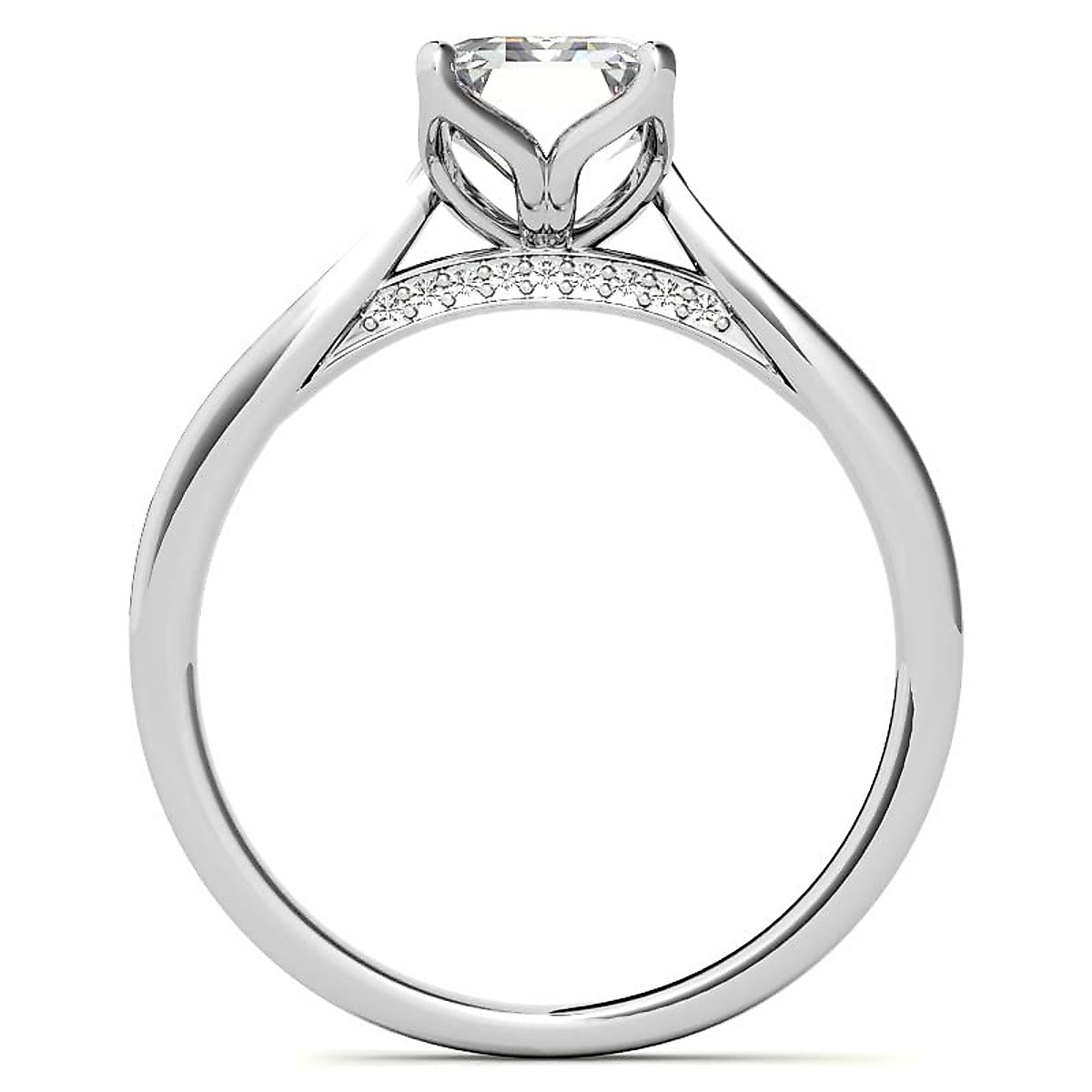 JEWELERYIUM 1 CT Emerald Cut Colorless Moissanite Engagement Ring, Wedding/Bridal Ring Set, Halo Style, Solid Sterling Silver, Anniversary Bridal Jewelry, Gorgeous Birthday Gift for Wife (5)