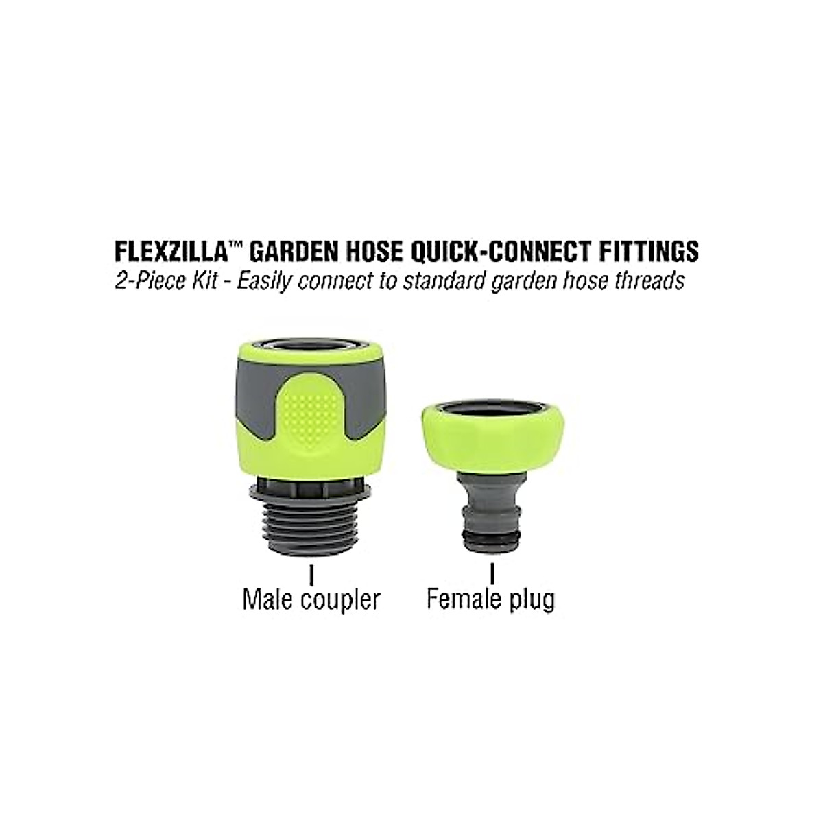 Flexzilla HFZGAK11 Garden Hose Quick-Connect Fittings, 2-Piece Coupler & Plug Kit, ZillaGreen