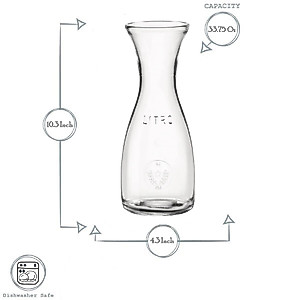 Bormioli Rocco Misura PZ Wine Carafe – Wide Mouth Clear Glass Carafe Pitcher For Water, Juice, Milk, Coffee, Iced Tea – Elegant Bistro Style Carafe Decanter With Authenticity Stamp – Made In Italy
