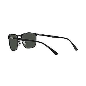 Ray-Ban RB3686 Square Sunglasses, Matte Black On Black/Polarized Dark Grey, 57 mm
