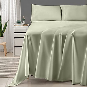 Threadmill 100% Cotton Sheets for Queen Size Bed - 600 Thread Count Queen Bed Sheets Set with 16” Deep Pocket - Sateen Weave 4-Piece Bedding Set with Cooling Effect, Sage Green