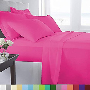 Ethereal Bedding 400-TC Sateen Super Soft 4-PC Luxury Sheet Set RV Camper Short Queen Solid Pink Fit Upto 18'' Inches Deep Pocket 100% Egyptian Cotton