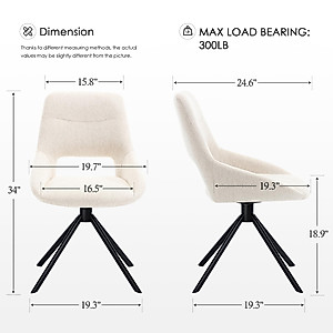 Zesthouse Modern Desk Chair No Wheels, Swivel Vanity Chair with Hollow Back, Armless Home Office Chair for Girls Women, Beige Linen Fabric Computer Task Chair for Bedroom