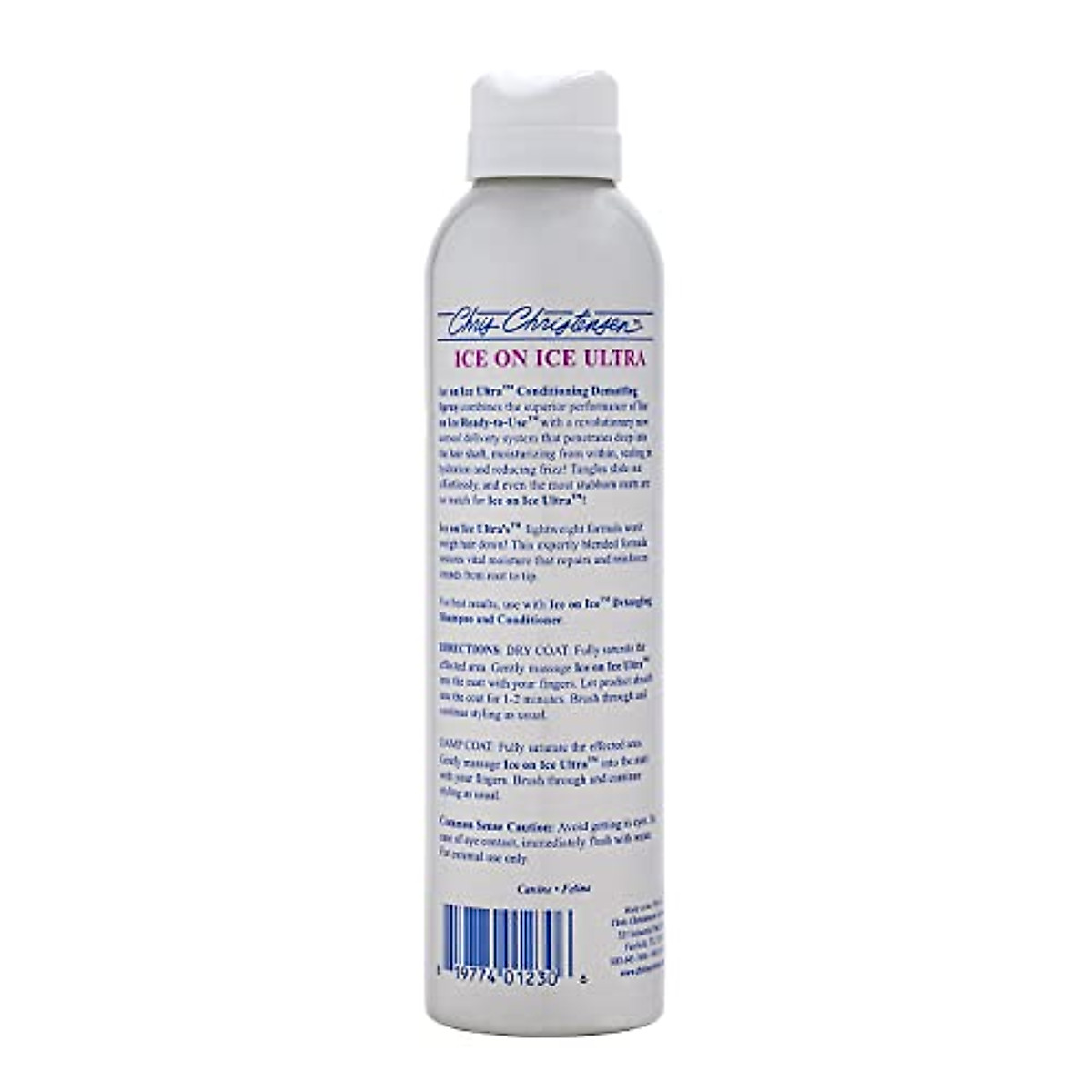 Chris Christensen Ice on Ice Ultra Conditioning Dematting Spray, Dog Conditioner, Groom Like a Professional, Lightweight Formula, Dematts & Detangles, Conditions & Protects, Made in The USA, 8oz