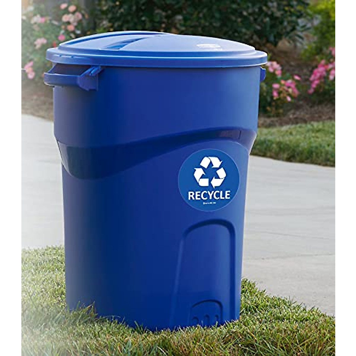 IGNIXIA Recycle Stickers for Trash Can 6x6 Inches Large (Pack of 2) Recycle Stickers for Recycle Bins Waterproof UV Protected Recycling Stickers for Trash Can Indoor & Outdoor (Blue)