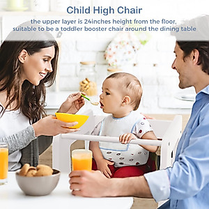 Kids Step Stool Toddler Learning Tower Solid Wood Kids Learning Stool, Kids' Standing Tower, Baby Standing Tower for Counter, Children Standing Stool - White