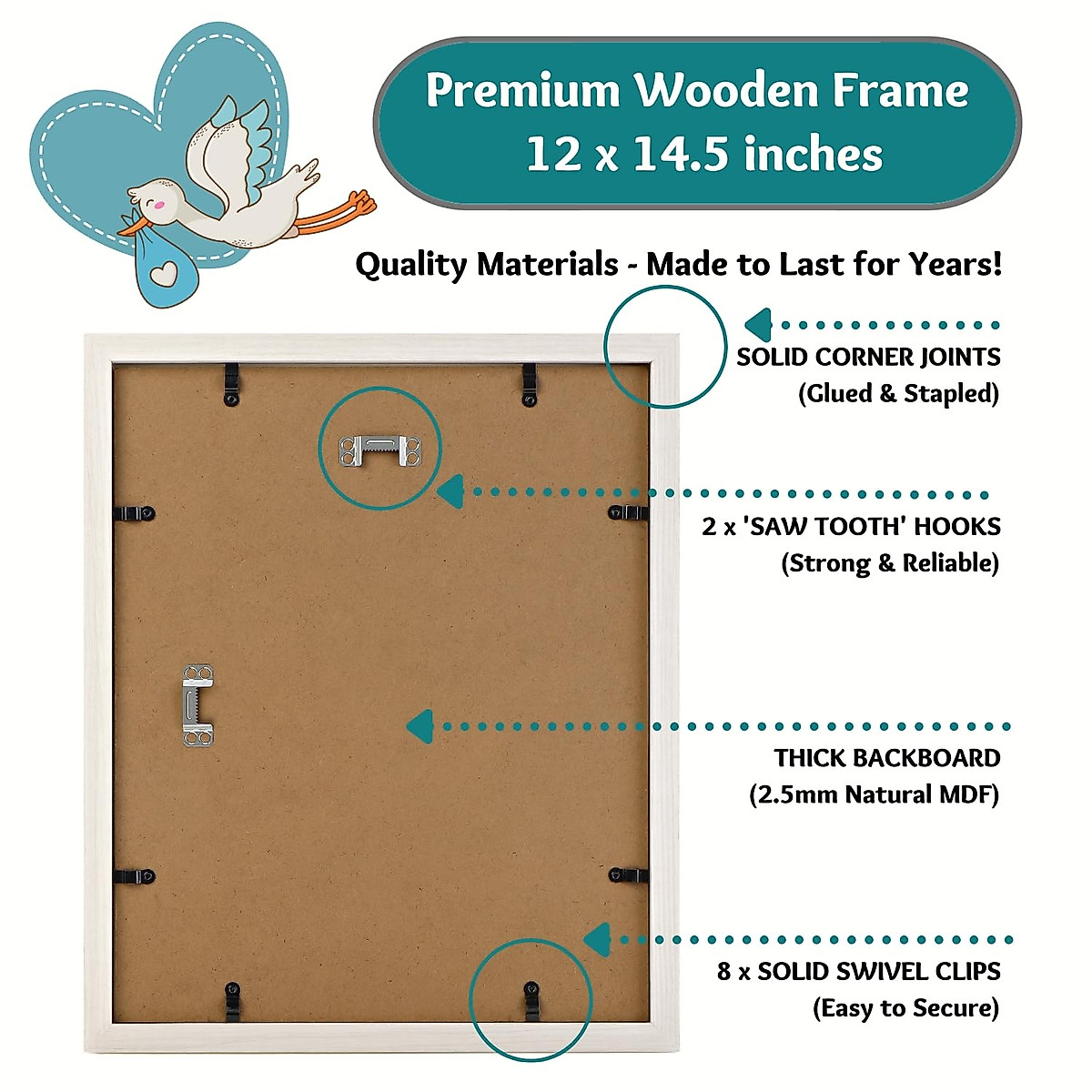Baby Shower Guest Book Frame (With 2 Mats For Single Baby OR Twins) Large Sonogram Picture Frame To Sign – Unique Guest Book Alternative For Girls & Boys (CLASSIC WHITE)