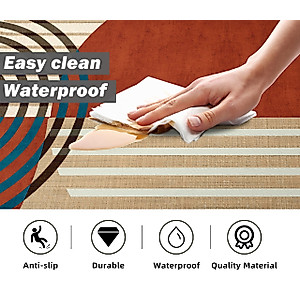 weesire Boho Kitchen Rug Anti Fatigue Mats for Kitchen Floor Kitchen Rugs Bohemia Style Memory Foam Kitchen Mat Cushioned PVC Leather Kitchen Rug Set, 17.3x28+17.3x47 inchs, C2