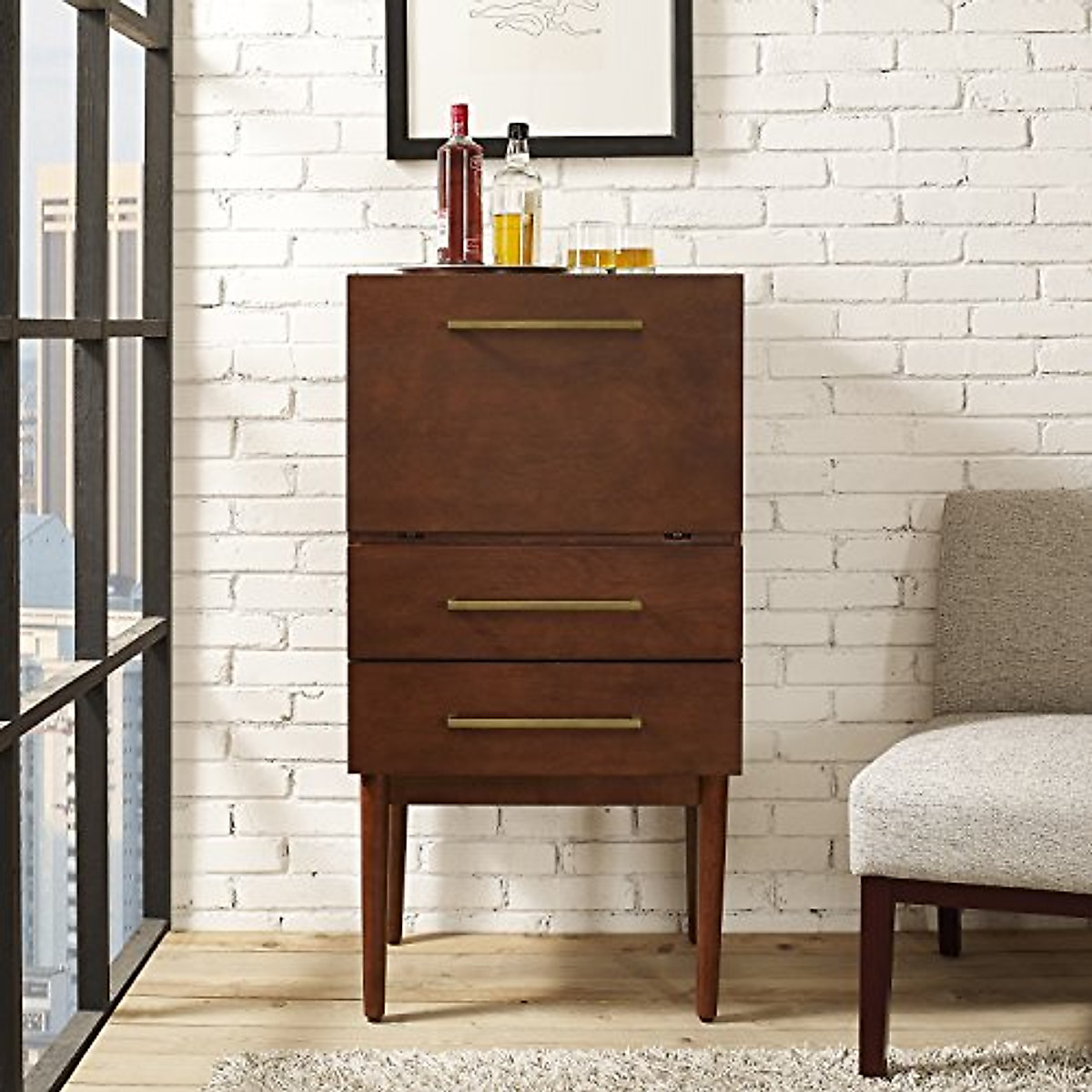 Crosley Furniture Everett Spirit Cabinet - Vintage Mahogany