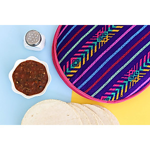 Authentic Mexican Cloth Tortilla Holder Warmer Pouch. Insulated Tortillera Mexicana Microwave Oven Safe for Corn, Flour Taco, Burrito, Quesadilla,Bread, Roti. Tortillero Termico de Tela Stripes