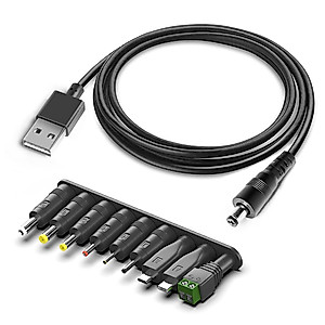 TAIFU USB TO 12V Power Cord/Adaptor Supply Cable 9 Tip Plug for Led Flexible Light Strip, Switch, Router, Surveillance, CCTV Wireless IP Camera, LED, Car baby monitor cordless phone base Power Adapter