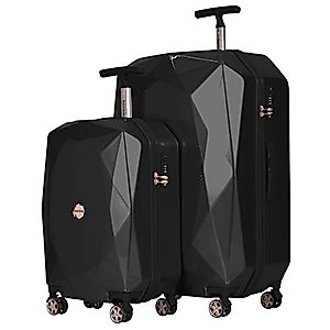kensie Women's Gemstone Luggage, Black, 2 Piece Set (28"/20")
