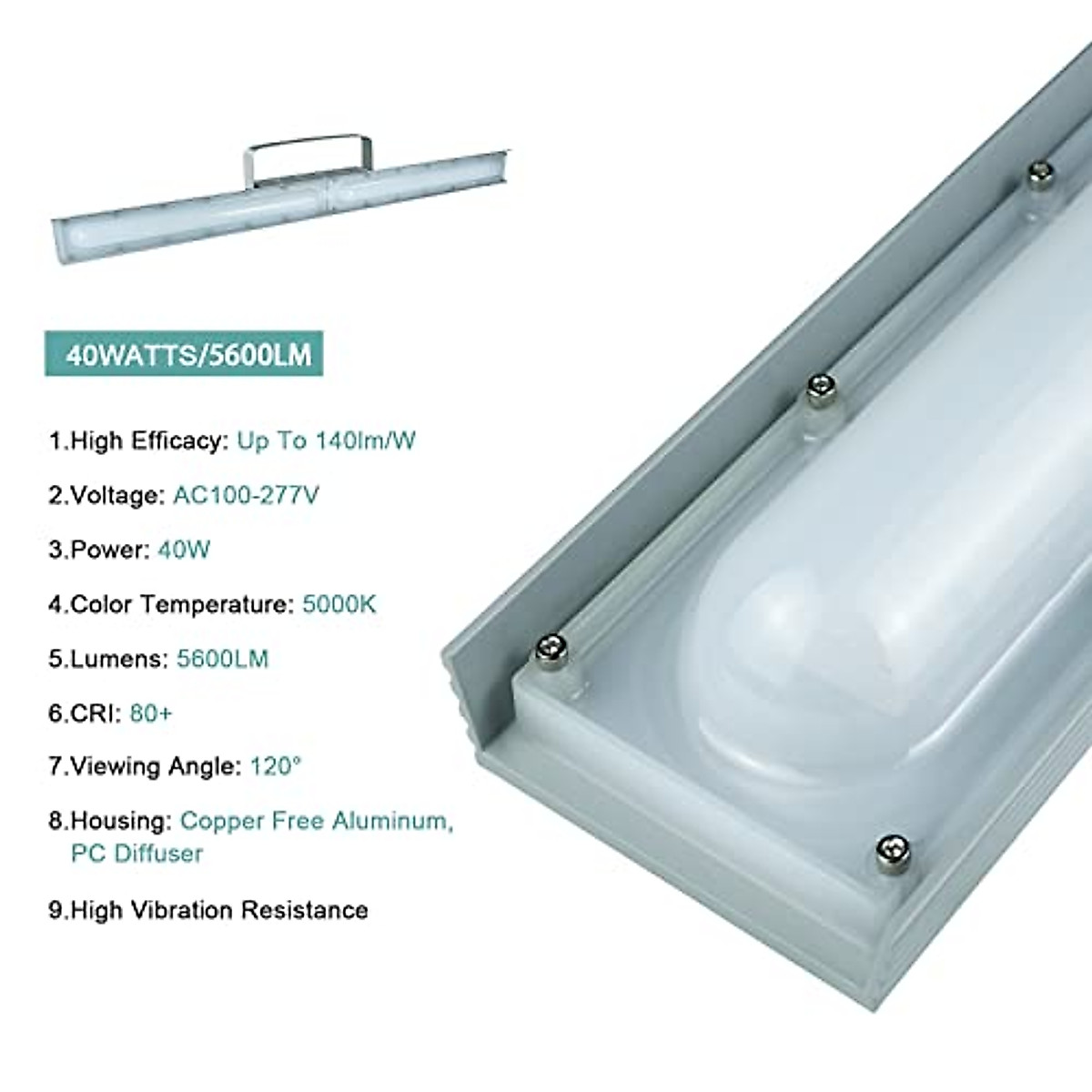 Sokply LED Explosion Proof Light 40W 5600LM (160W HPS Eqv.), ETL/UL844 Certified Class I Division 2 Hazardous Locations Luminaires Warehouse Lighting 100-277V, IP66 H4 Series