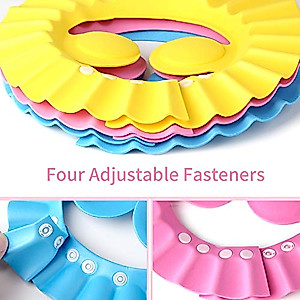 Lamoutor 6Pcs Baby Shower Cap Baby Shampoo Cap Bath Visor Hat Adjustable Baby Hair Washing Shield Hat for Toddler and Children (Pink, Blue and Yellow)