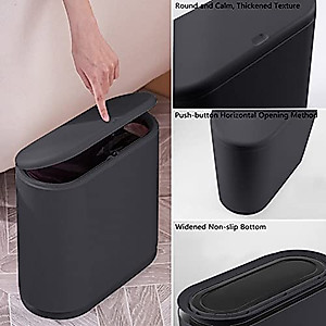 PRTTY 10 Liter Black Kitchen Trash Can,2.4 Gallon Bathroom Trash Cans with Press Type Lid,Rectangular Plastic Trash Can Garbage Bin Wastebasket for Living Room,Kitchen,Office,Craft Room.