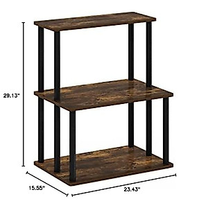 Furinno Turn-N-Tube 3-Tier Toolless Kitchen Storage Shelf, Amber Pine/Black