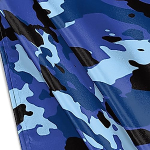 Blue Abstract Camouflage Camo Satin Pillow Cases Silk Satin Pillowcase for Hair and Skin Standard Set of 2 Super Soft Silk Pillowcase with Envelope Closure (20x26 in)