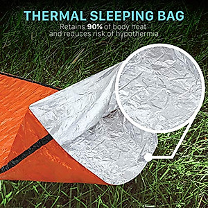 FosPower Emergency Sleeping Bag, Tough and Durable Mylar Thermal Sack with Survival whistle for Survival Kits, Camping Accessories, Outdoors, Hiking