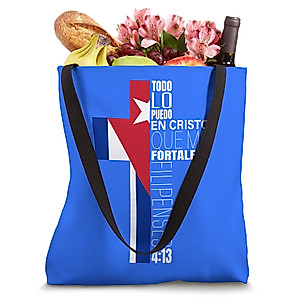 Christian Spanish Filipenses 4 13 Religious Verse Cuban Flag Tote Bag