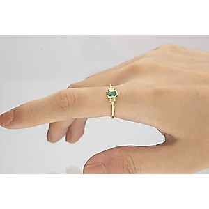 Gin & Grace 10K Yellow Gold Natural Emerald with Diamond (I1,I2) Propose Promise Ring for Women