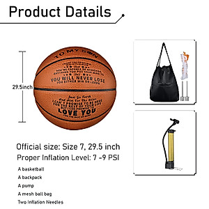 CaleesLLC to My Son 29.5 Inch Basketball Engraved You Will Never Lose Encouragement Gift for Graduation Birthday