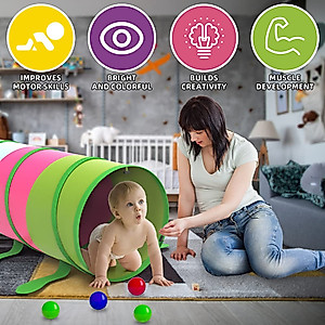 Kids Play Tunnel for Toddlers 1-3 Caterpillar Pop Up Baby Tunnel for Kids to Crawl Through 6 Foot with Breathable Mesh Collapsible Toddler Tunnel Toys Gift for Children Dog Kids Backyard Playset