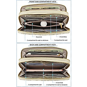 B BRENTANO Vegan Leather Double Zipper Pocket Wallet with Grip Hand Strap (Chevron Embroidered Black)