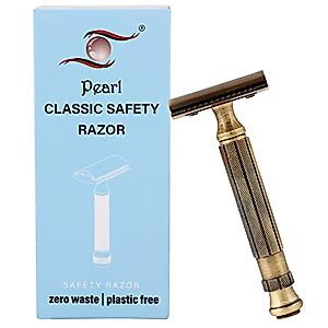 Pearl Shaving Double Edge Close Comb Safety Razor for Men - Reusable Eco Freindly DE Metal Razor | Premium Single Blade Razors for Men | Classic & Traditional Shaving Kit for Men Gift Option