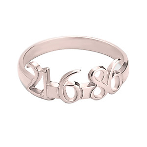 Suxerlry Sterling Silver 925 Personalized Date Number Plated Custom Stacking Rings Jewelry Rose Gold