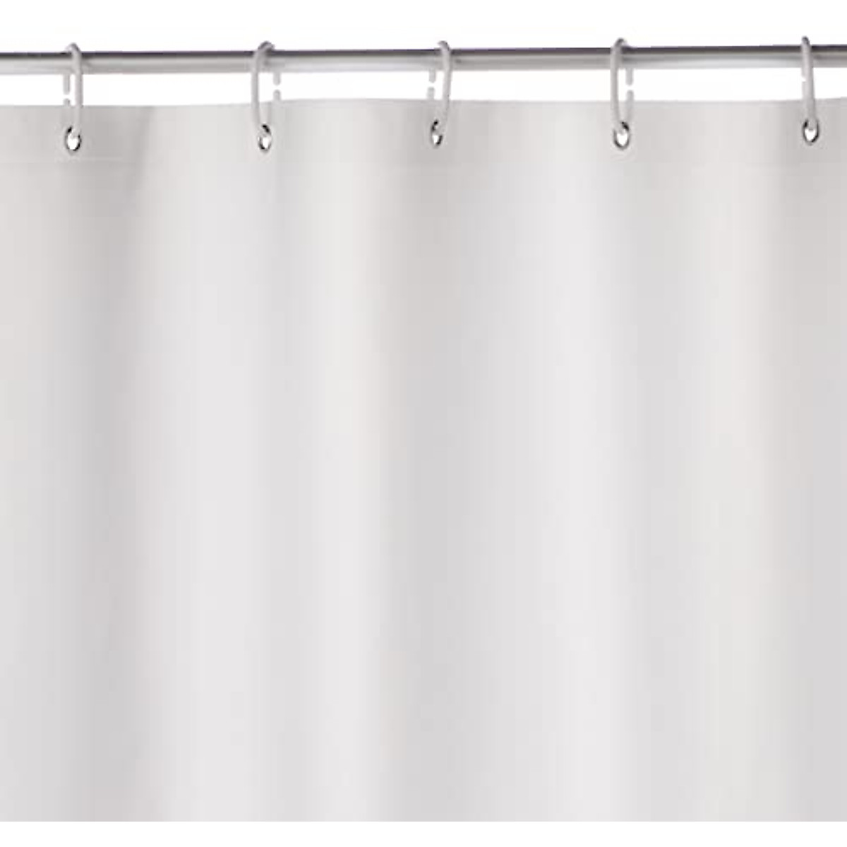 Amazon Basics Water Resistant 8-Gauge PEVA Shower Curtain Liner with Metal Grommets and Plastic Shower Hooks - 72" x 72", White