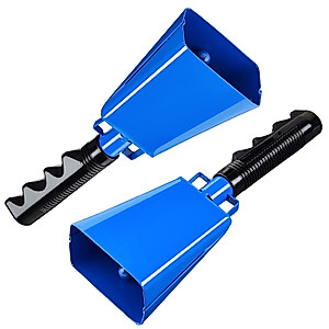 2 Pack 9-inch Cowbells for Sporting Events, Percussion Noise Makers with Handle for Football Games, Stadiums (Blue)