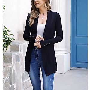 A ROW Black Cardigan for Women Dressy Casual Long Sleeve Open Front Knit Cardigan Sweaters Summer Lightweight Cardigans