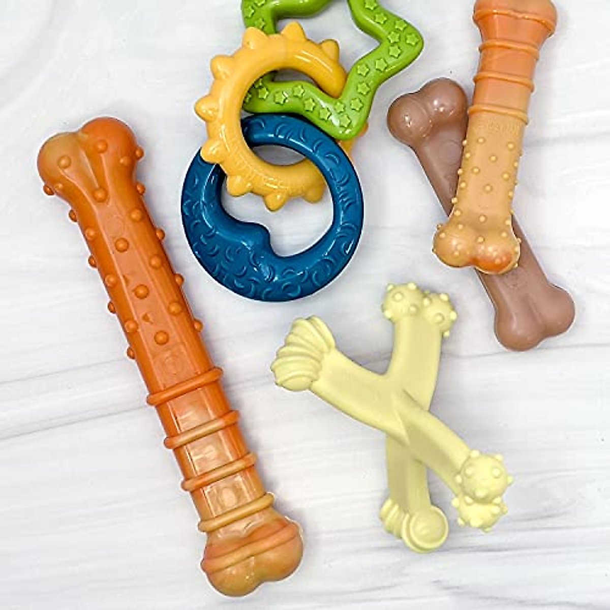 Nylabone Puppy Power Rings Chew Toy - Tough and Durable Puppy Chew Toy for Teething - Puppy Supplies - Bacon Flavor, Small (1 Count)