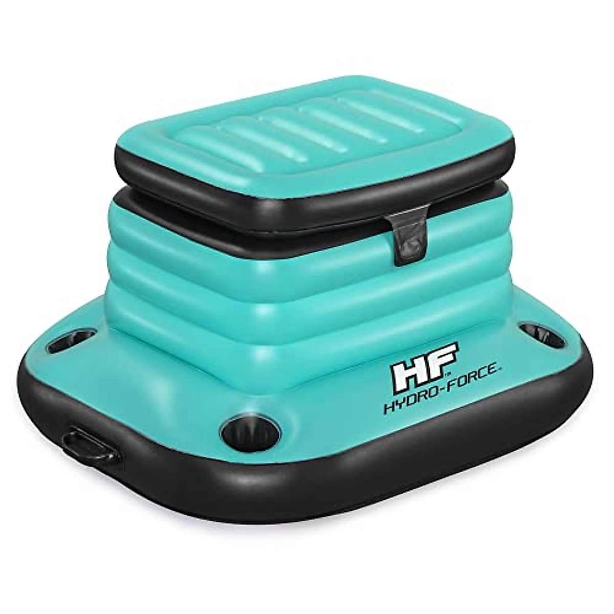 Bestway Hydro-Force Glacial Sport 9.43 Gallon Vinyl Inflatable Floating Cooler with Integrated Cupholders for Pools, Beaches, and Lakes, Teal