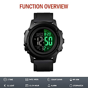 CKE Men's Digital Sports Watch Large Face Waterproof Wrist Watches for Men with Stopwatch Alarm LED Back Light