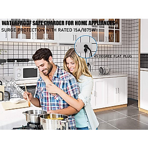 Outdoor Power Strip Weatherproof 6 Wide Outlets with Switch, Waterproof Surge Protector, 6ft Extension Cord, Wall Mountable Perfect for Patio Garden Kitchen Bathroom Babyroom TV