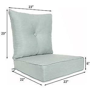 RULU Patio Cushion Outdoor/Indoor Sunbrella, Seat 22x22x6 inch + Back 23x23x7 inch, 2 Count (Pack of 1), Cast Mist