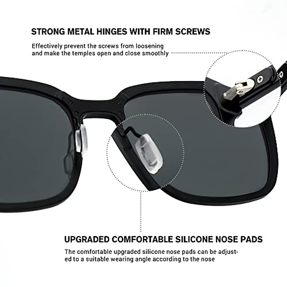 Zeelool Square Polarized Sunglasses for Women Men Aluminum Magnesium Frame Sun Glasses UV400 Protection Unisex Shades ZSM0064