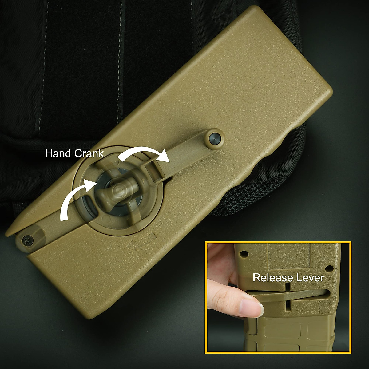 ActionUnion Airsoft Tactical Speed Loader for Hand Crank Magazine Quick Loader 1000 Rounds… (Tan)