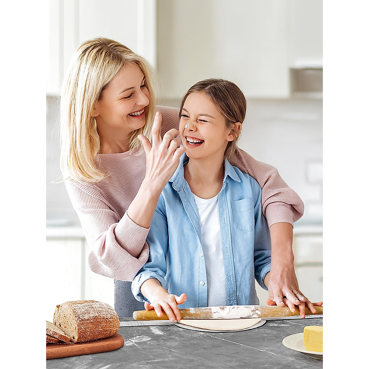 SMARTAKE 2-Pack Silicone Bread Sling for Dutch Oven, Reusable Bread Baking Mats with Long Handles, Include Spatula, Non-Stick Bread Baking Sheet Liners for Transferable Dough Pastry (Red & Black)