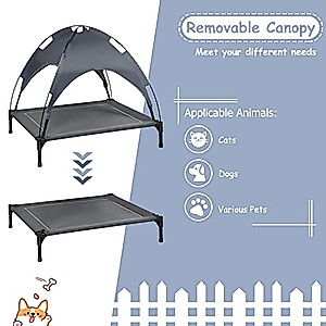 PETSITE Cooling Elevated Dog Bed, Portable Raised Dog Cot Bed with Removable Canopy, Outdoor Pet Hammock Bed for Small, Medium & Large Dogs