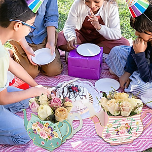 8 PCS Tea Party Decorations Flower Boxes Centerpiece Floral Teapot Decorations for Party Princess Tea Party Table Centerpiece for Tea Birthday Favors Garden Wedding Supplies
