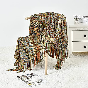 Cozary Woven Throw Blanket Reversible Cotton Bohemian, Tapestry Outdoor Knitted Tassel Blankets,Soft Cozy Lightweight Couch Decorative afghans Throw Blankets, Bed, Sofa,60 * 80 inches