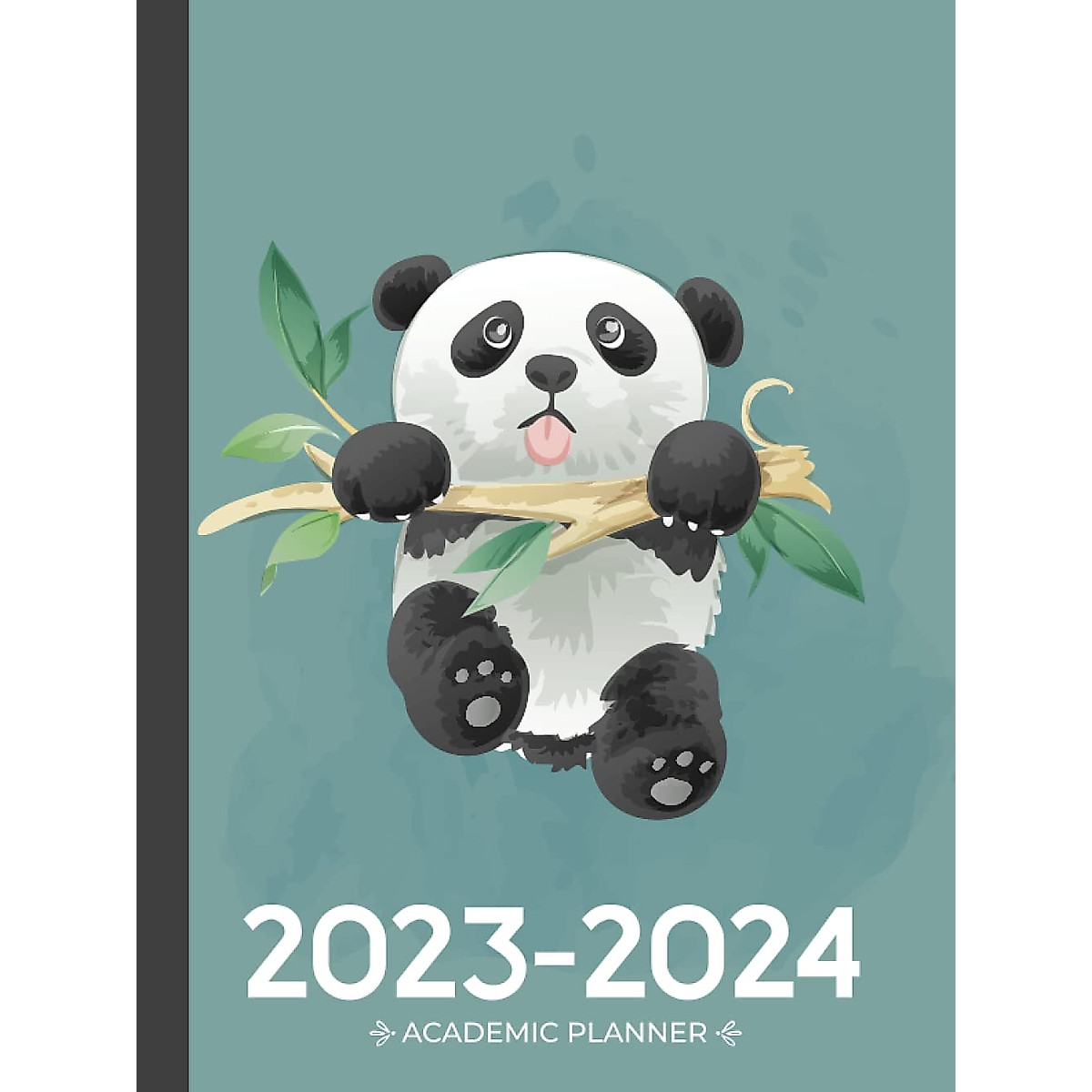 Academic Planner 2023-2024 Large | Cute Panda Hanging On: July - June | Weekly & Monthly | US Federal Holidays and Moon Phases