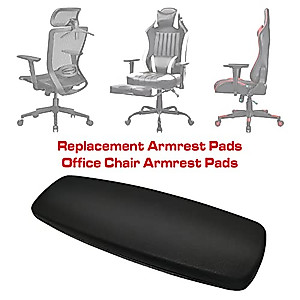 MYFUNSHOP Gaming Chair Replacement Armrest Arm Pads Universal Soft PU Leather Office Chair Parts(1 Pair) Black