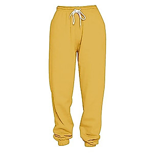 Womens Joggers Clothes Cotton Joggers with Pockets Comfy Sweats Elastic Waist Pants high Waisted Joggers Wide Leg Sweatpants Cotton Joggers Terry Sweatpants