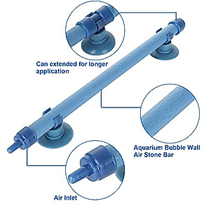 RHBLME Air Stone Bar with Suction Cups, 6-Set, 8 Inch Aquarium Bubble Wall Fish Tank Bubble Bar Tube Bubble Release Diffuser Bar for Fish Tank Aquarium Hydroponics Pump