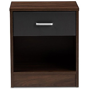 Baxton Studio Hansel Modern and Contemporary 1-Drawer Dark Brown and Dark Grey Finished Nightstand