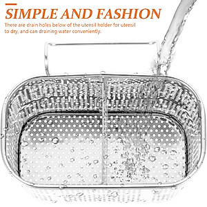 UPKOCH Stainless Steel Utensil Silverware Holder Organizer Drying Rack Basket Holder with Hooks Chopstick Holder for Dishwasher